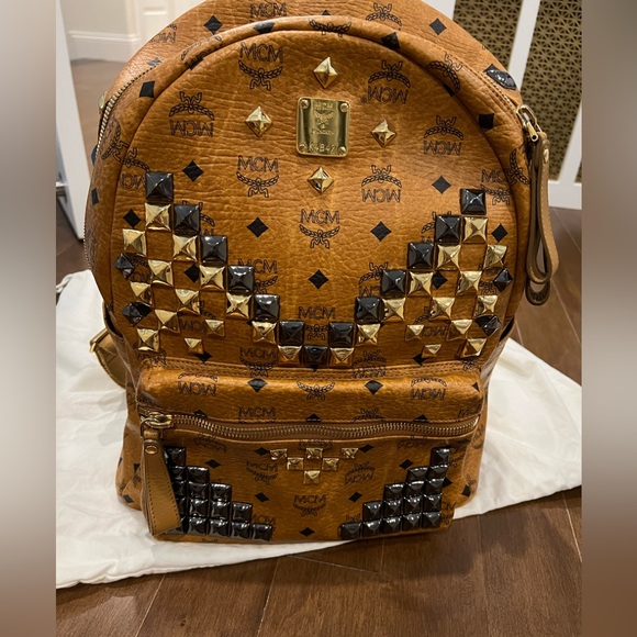 MCM | Bags | Mcm Stark M Stud Cognac Medium Backpack | Poshmark